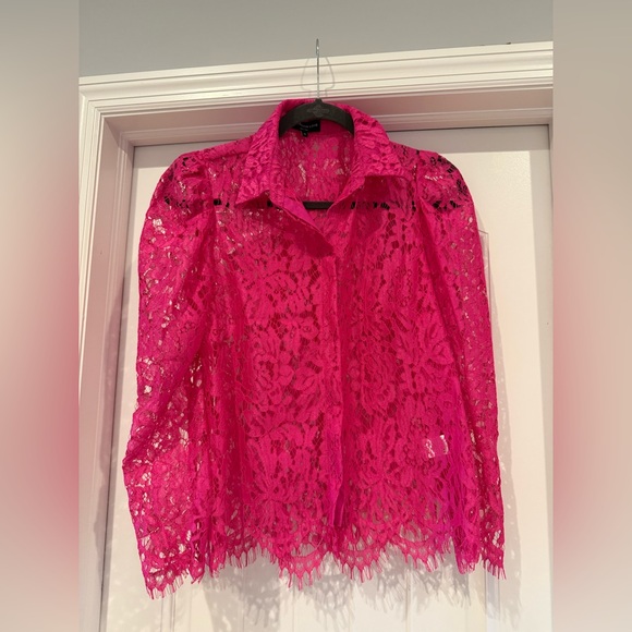 Generation Love | Tops | Generation Love Vibrant Pink Lace Button Front ...